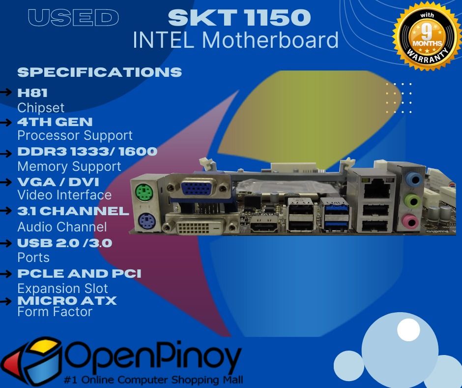 Used SKT 1150 Intel Motherboard 4th Gen Processor, Computers & Tech ...