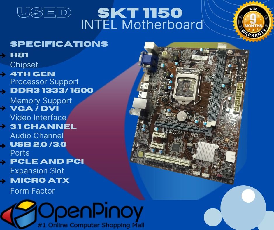 Used SKT 1150 Intel Motherboard 4th Gen Processor, Computers & Tech, Parts & Accessories ...