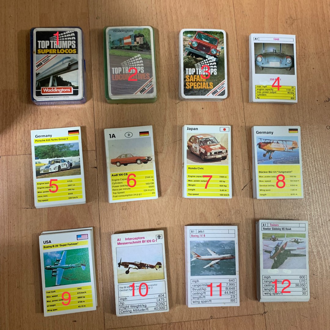 Various Vintage Top Trump Card Games for Sale F1 Locomotive Sports ...