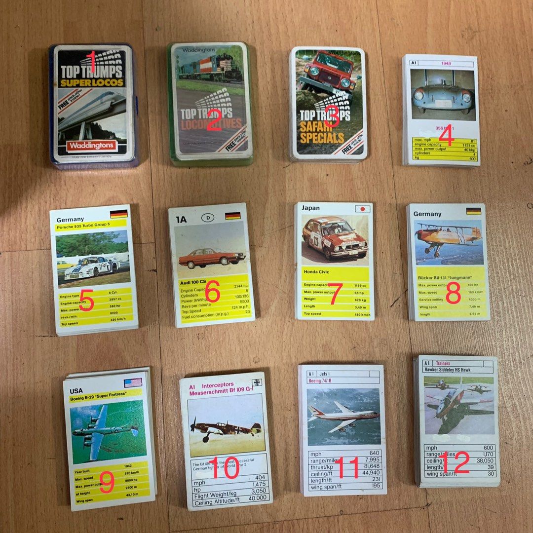 Various Vintage Top Trump Card Games for Sale F1 Locomotive Sports ...