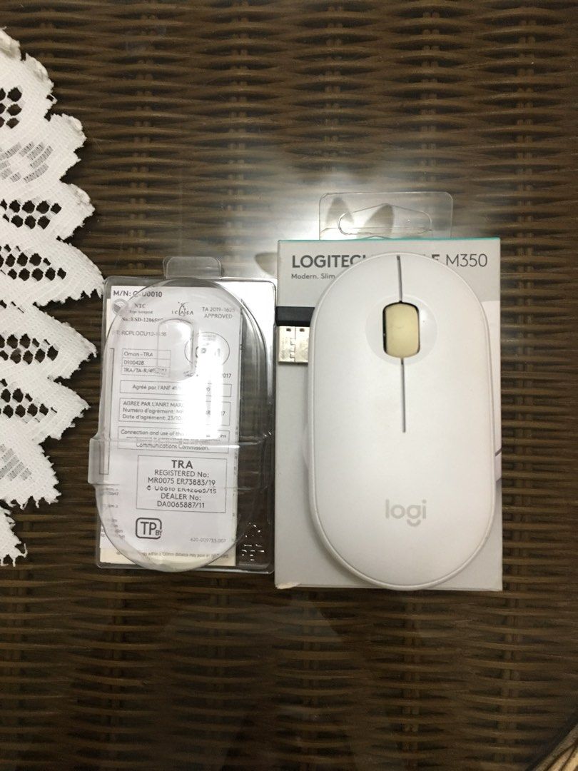 Wireless white logitech / logi M350 bluetooth mouse (pebble), Computers ...