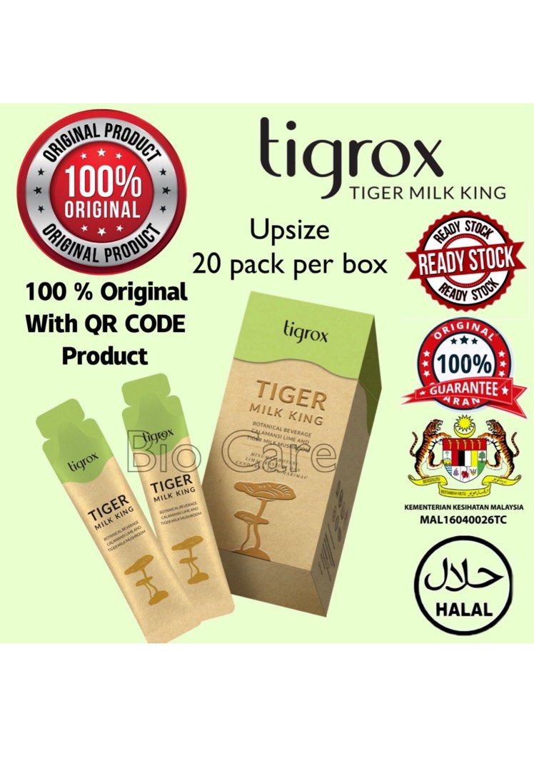 20 pack per Box Tigrox Tiger Milk King, Health & Nutrition, Health ...