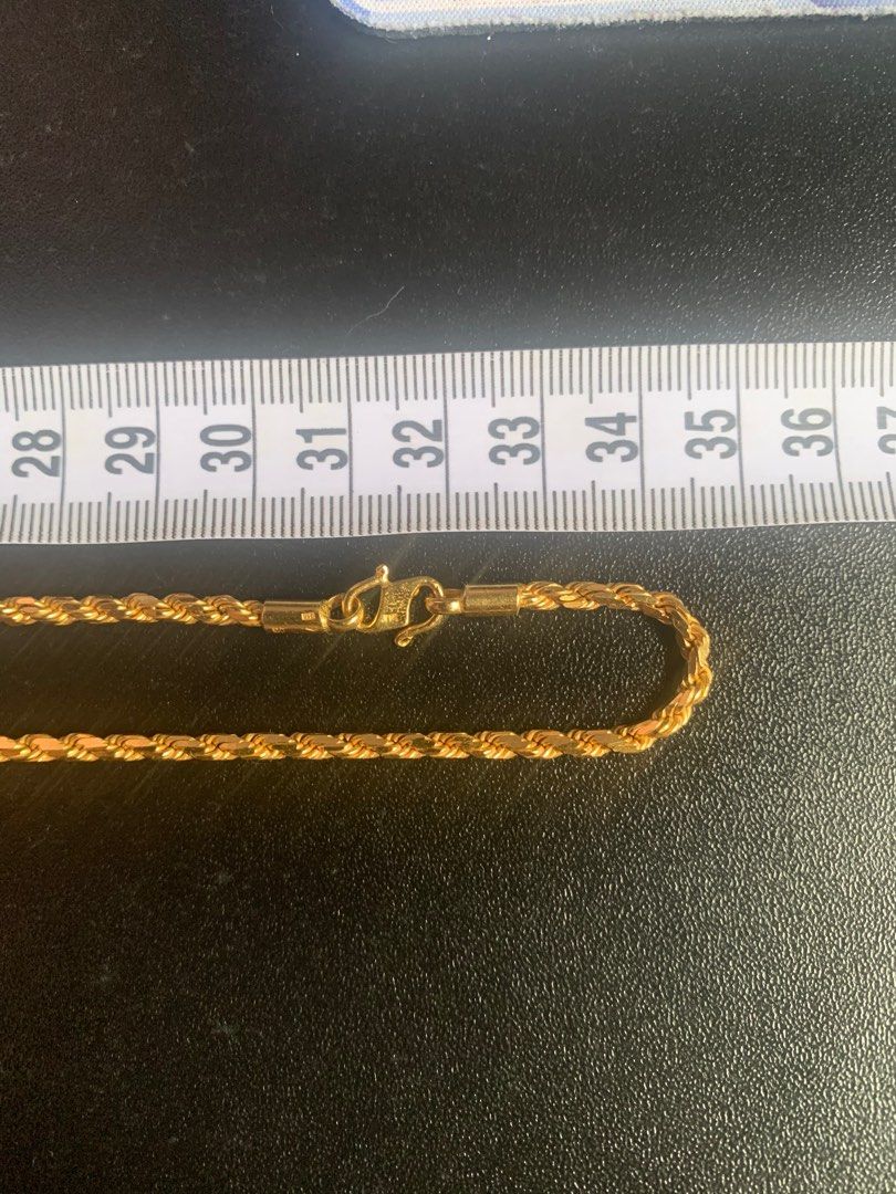 916 22k Solid Gold Chain Necklace Rope Diamond Cut 70cm 3mm 40.51g ...