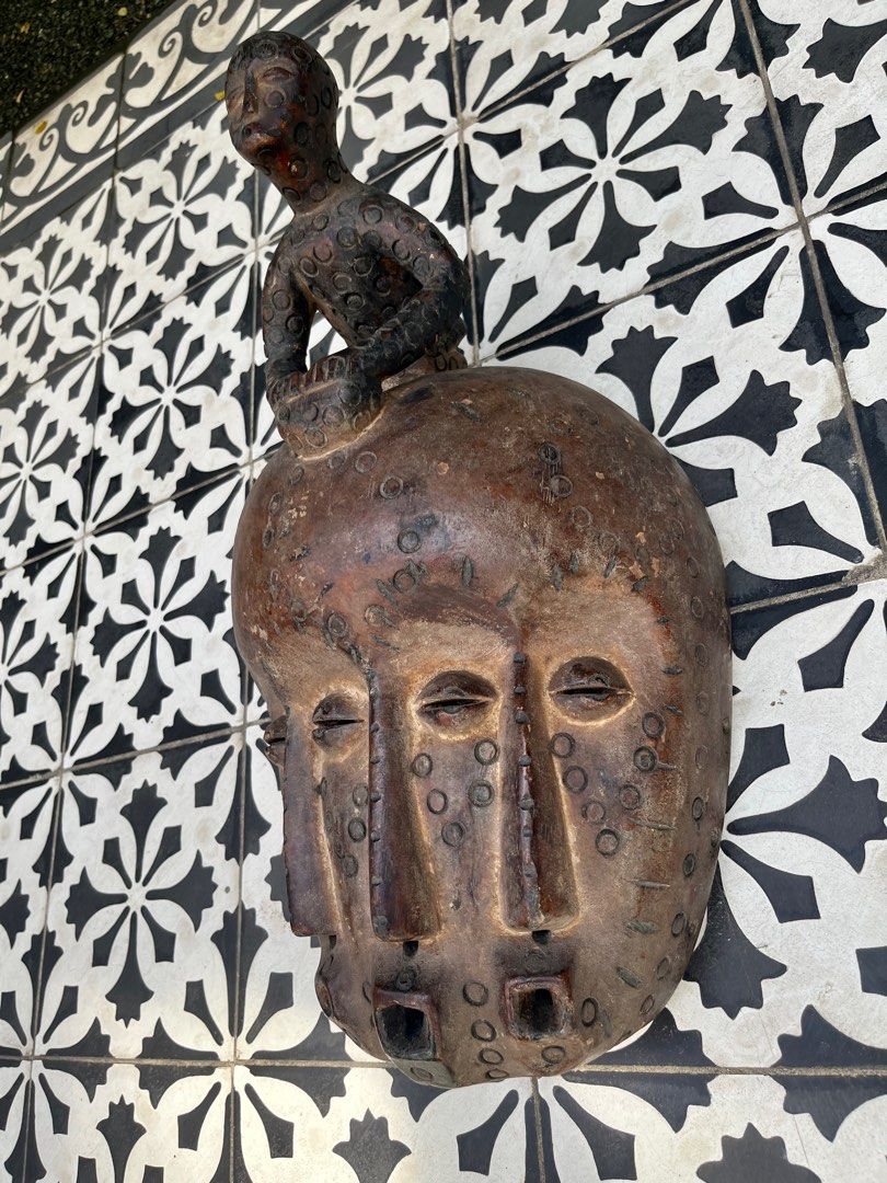 Antique Rare African Triple Face Mask, Hobbies & Toys, Memorabilia ...