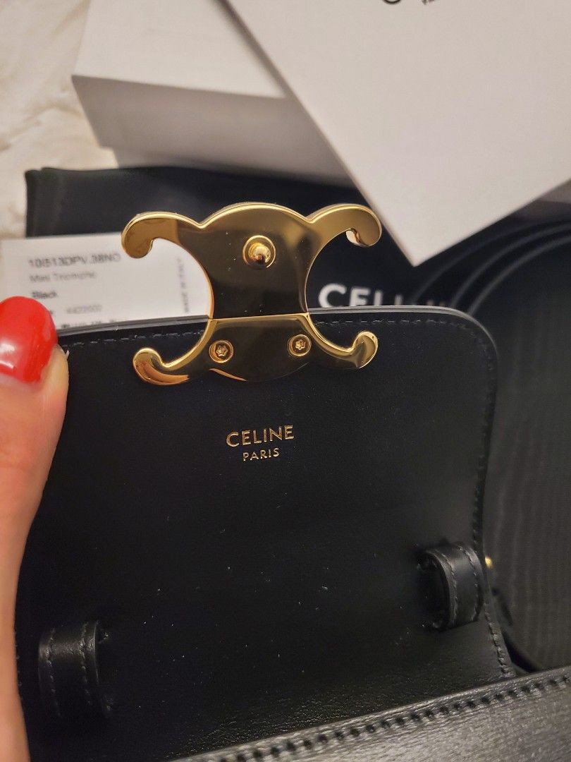 Authentic Celine mini triomphe in black, Luxury, Bags & Wallets on ...