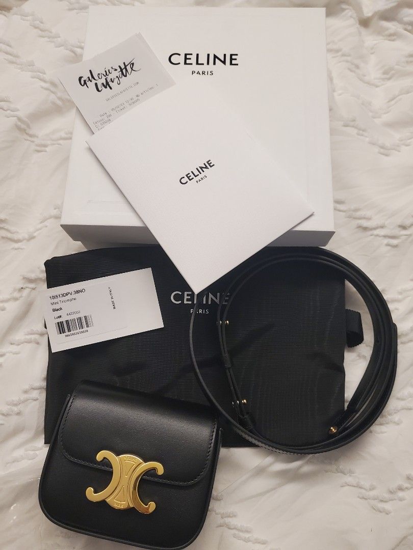 Authentic Celine mini triomphe in black, Luxury, Bags & Wallets on ...