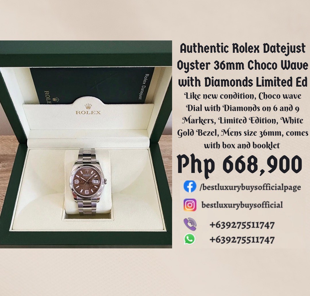 Authentic Like new Rolex Datejust Mens Oyster Choco Wave with Diamonds ...
