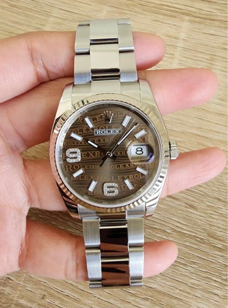 Authentic Like new Rolex Datejust Mens Oyster Choco Wave with Diamonds ...
