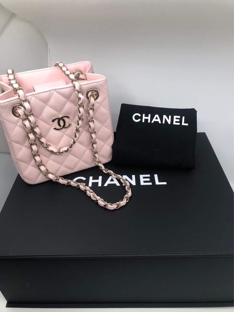 Chanel Light Pink Caviar Quilted Mini Bucket Bag, Luxury, Bags ...