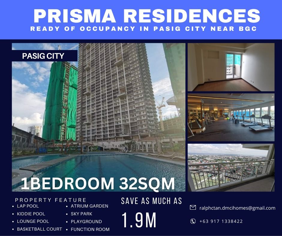 Best Deal 1bedroom 32sqm Condo in Pasig City Prisma Residences by DMCI ...
