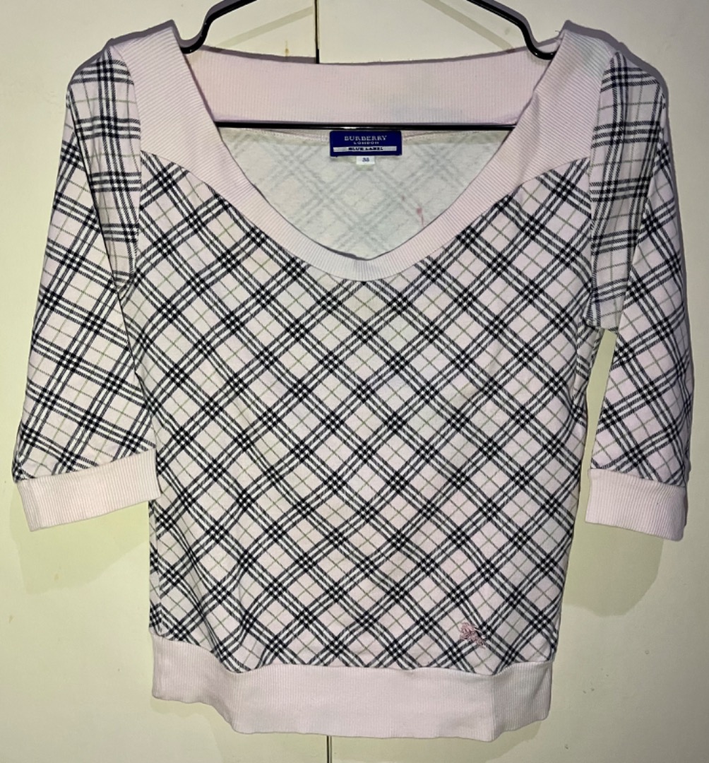 Boat neck 3/4 sleeves Burberry on Carousell