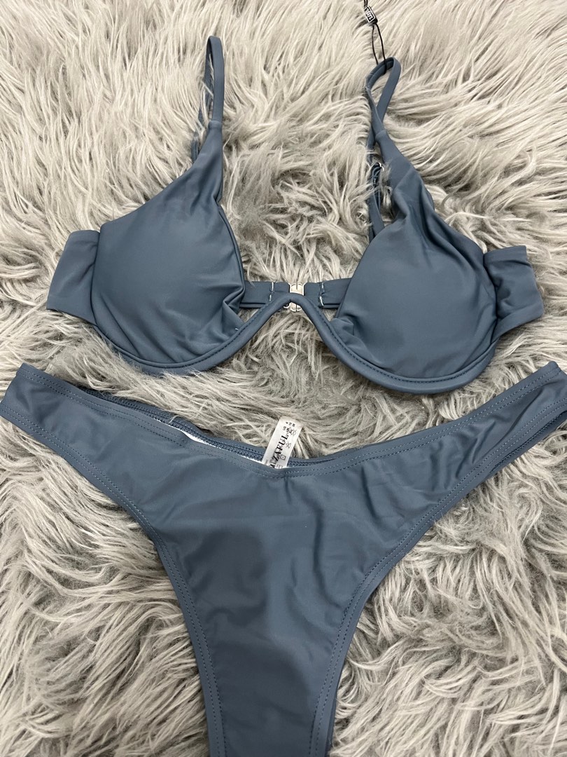 Brand New Zaful Gray Swimsuit, Women's Fashion, Swimwear, Bikinis ...