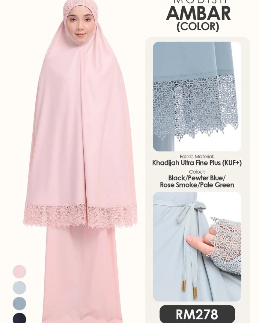 Broderie Ambar by Telekung Siti Khadijah Original, Women's Fashion, Muslimah Fashion, Prayer ...