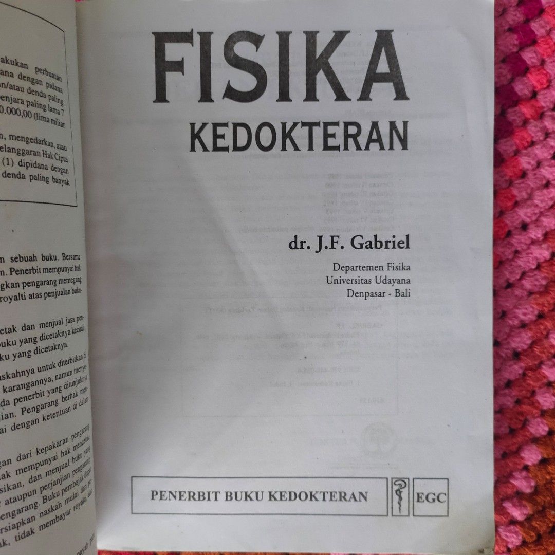 Buku Fisika Kedokteran dr. J. F. Gabriel, Buku & Alat Tulis, Buku ...