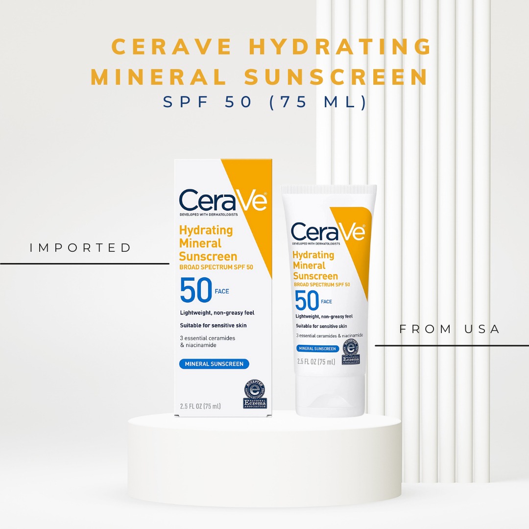 CeraVe SPF 50 Hydrating Mineral Sunscreen Imported, Beauty & Personal ...