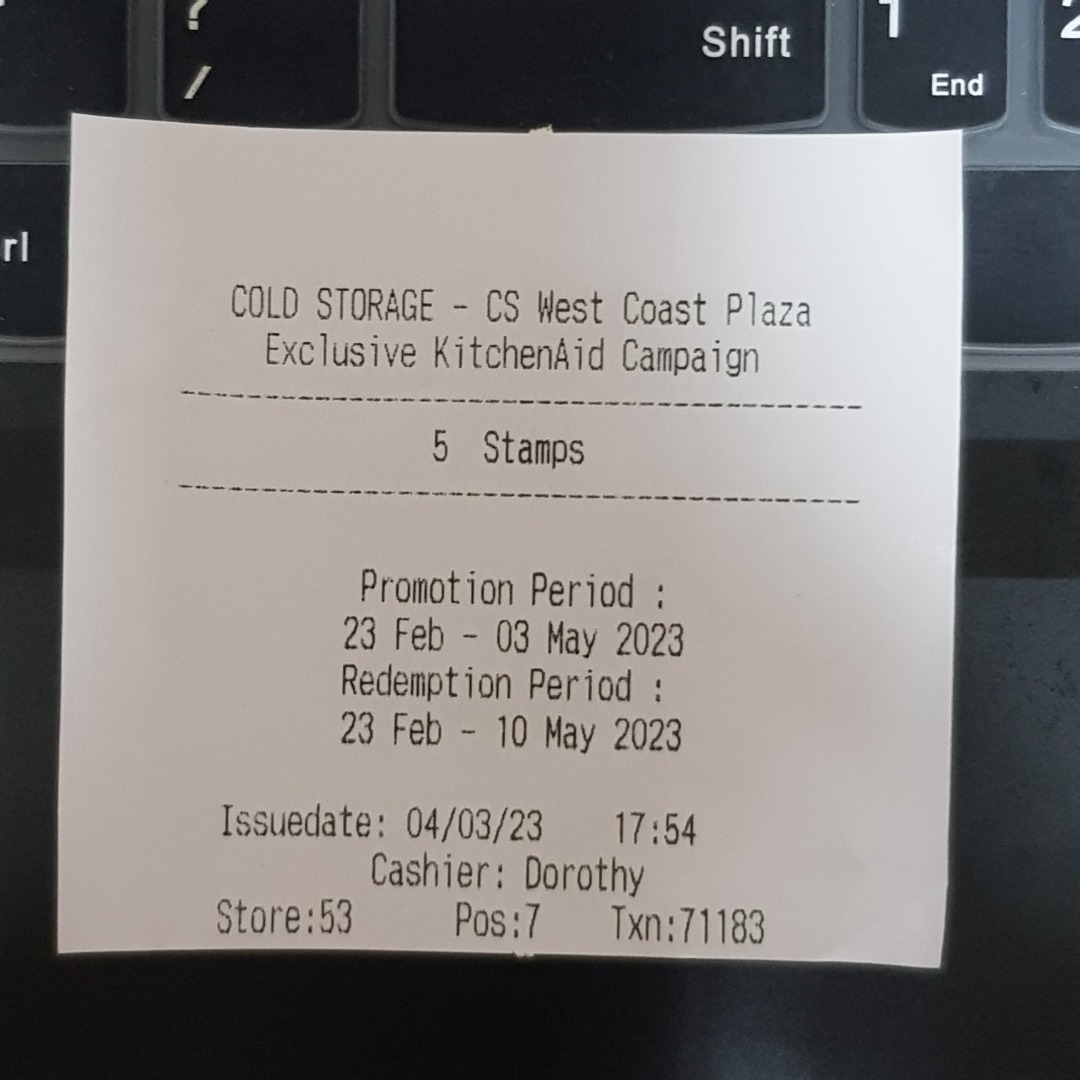 Cold Storage - KitchenAid Campaign - 5 Stamps, Tickets & Vouchers ...