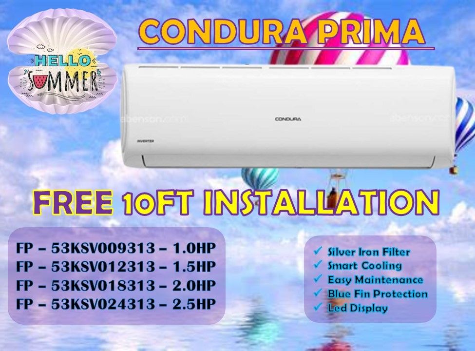 CONDURA PRIMA INVERTER SPLIT TYPE WITH FREE INSTALLATION AND RECEIPT ...