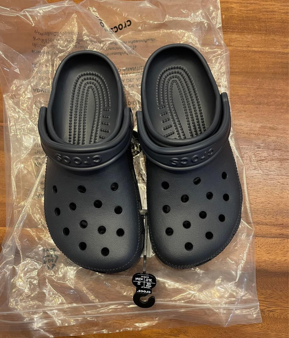 Crocs classic navy blue, Women's Fashion, Footwear, Slippers and slides ...