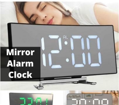 Digital Mirror Alarm Clock LED Clock with Custom 3 Levels Brightness ...