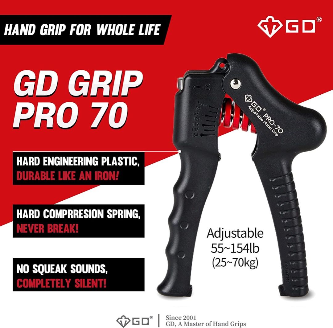 GD Hand Grip & Forearm Strength Trainer 25-70kg adjustable, Sports ...