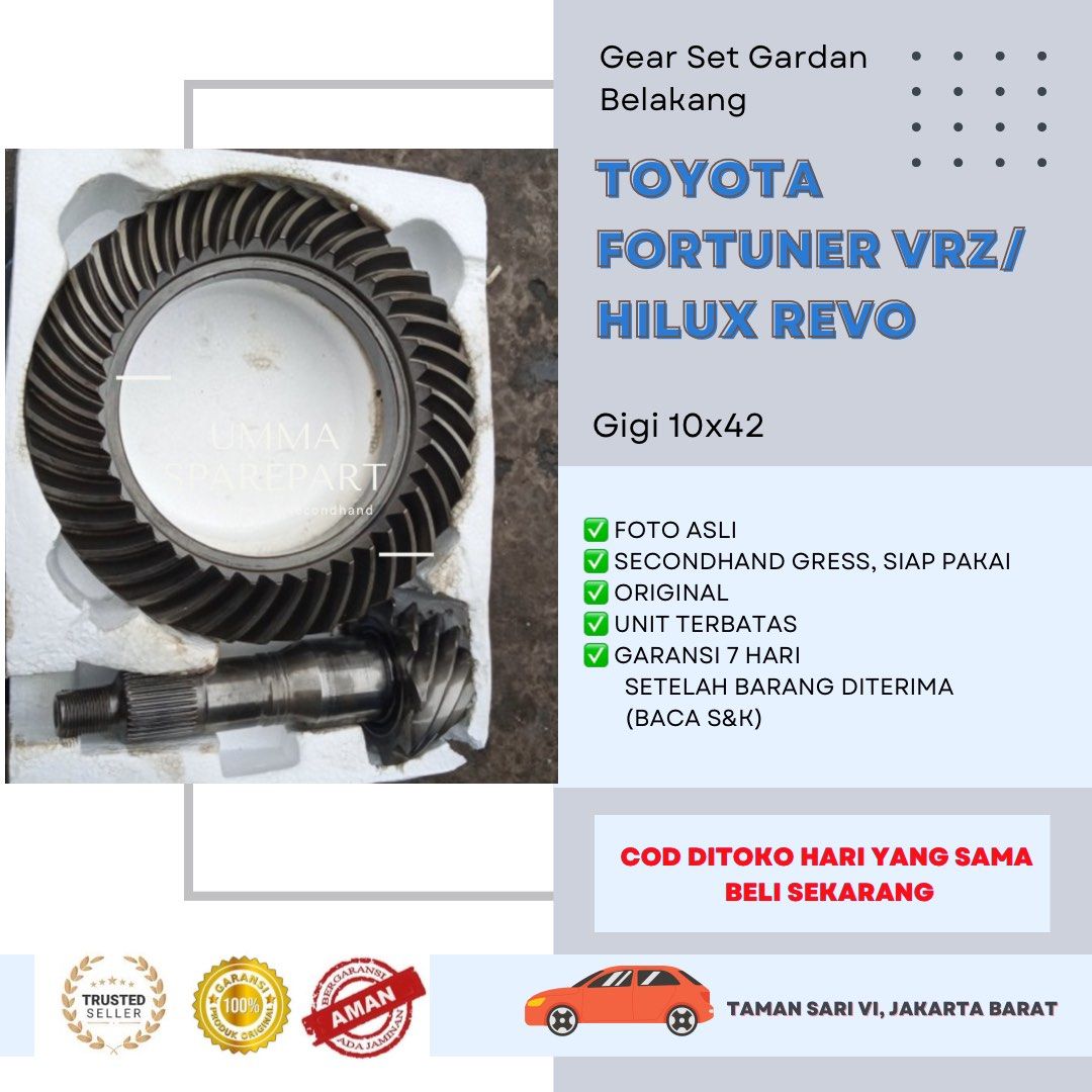 Gear Set Gardan Belakang Toyota Fortuner VRZ Hilux Revo 10x41 Original ...