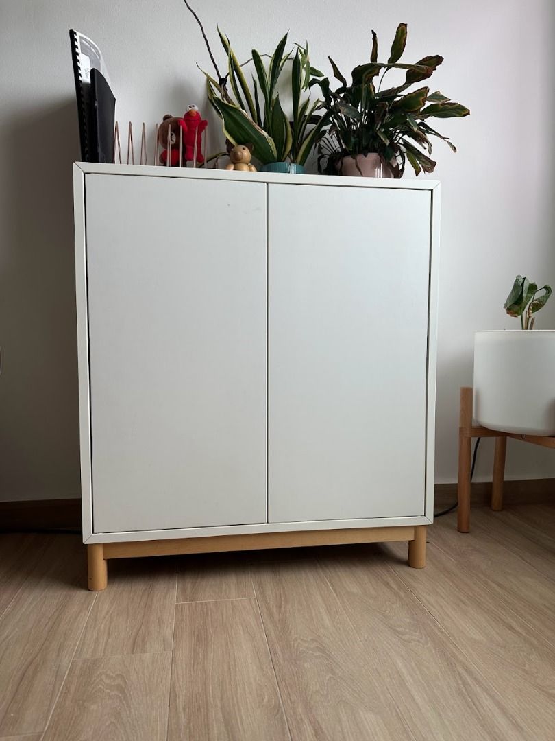 IKEA EKET Cabinet combination with legs, white/wood, 70x35x80 cm ...