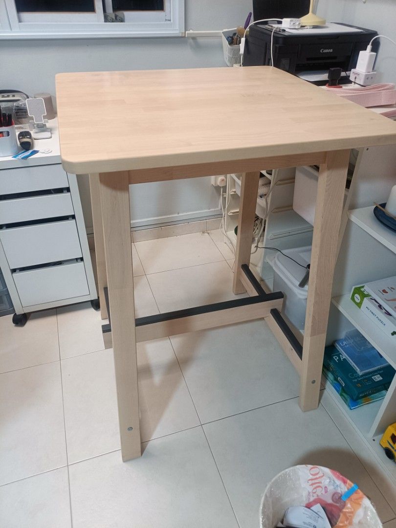 Ikea norraker birch bar table standing table, Furniture & Home Living ...