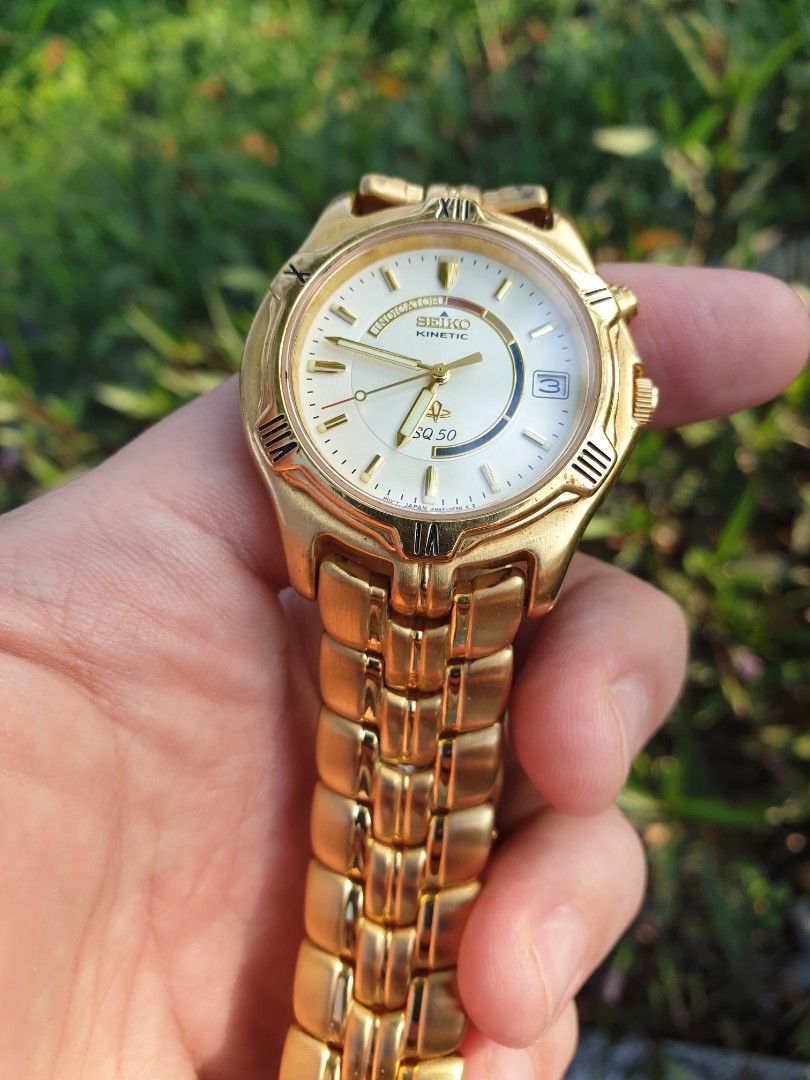 SEIKO SQ50 Full GOLD Ori NO BM Sapphire Seitona, Fesyen Pria, Jam ...