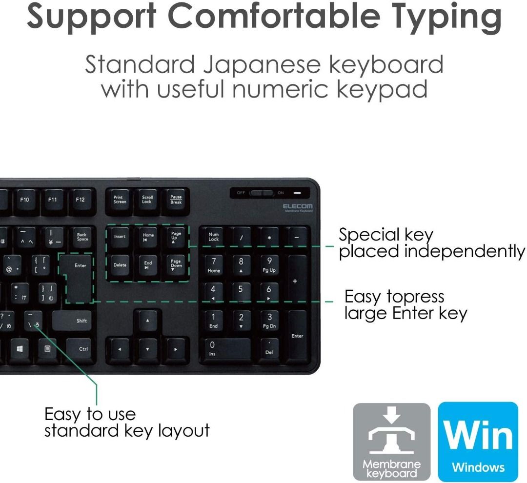 (K00045) ELECOM Japanese Layout USB 2.4GHz Wireless Keyboard & Mouse Combo - Black, Computers ...