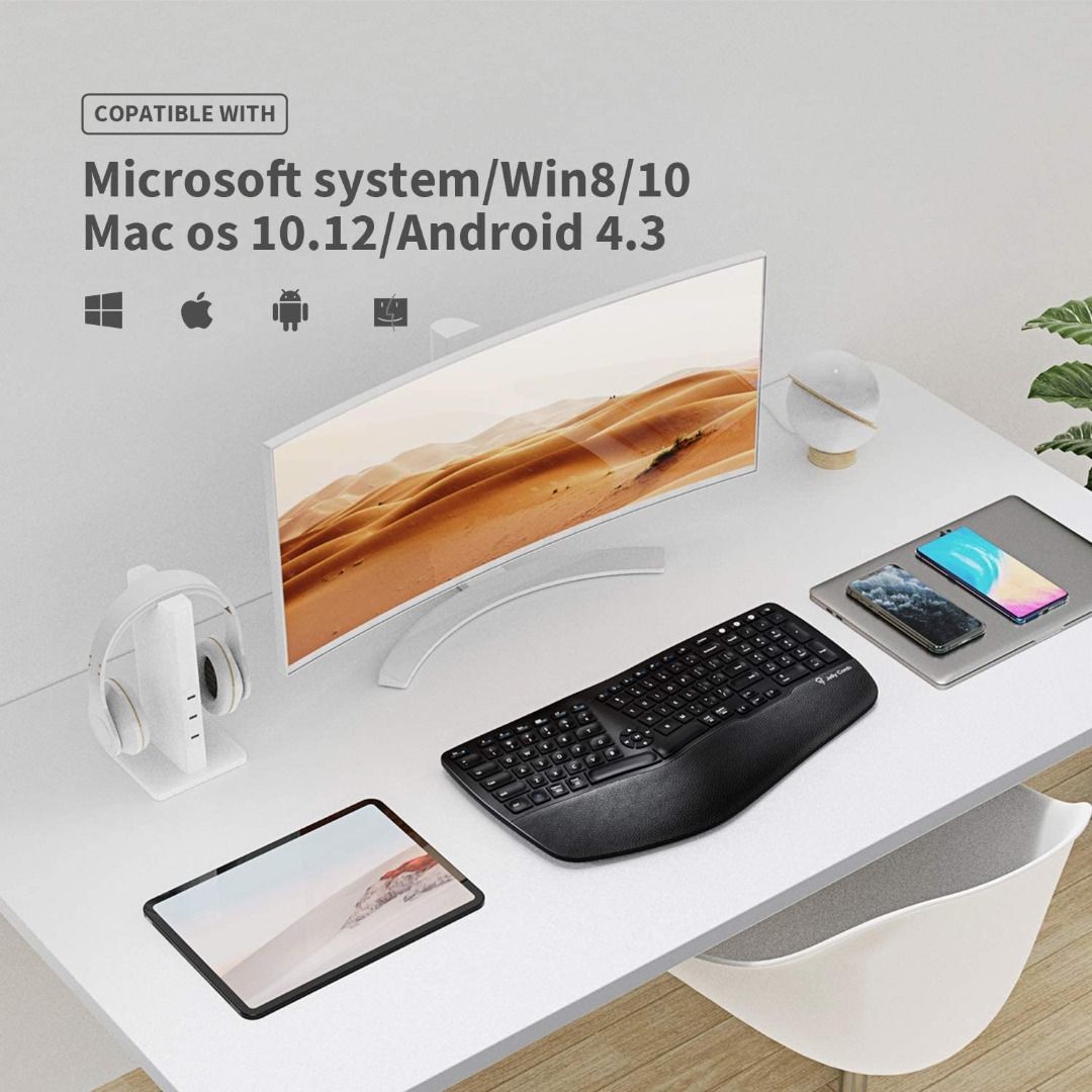 (K00048) Jelly Comb Multi-Device Ergonomic Rechargeable Keyboard ...