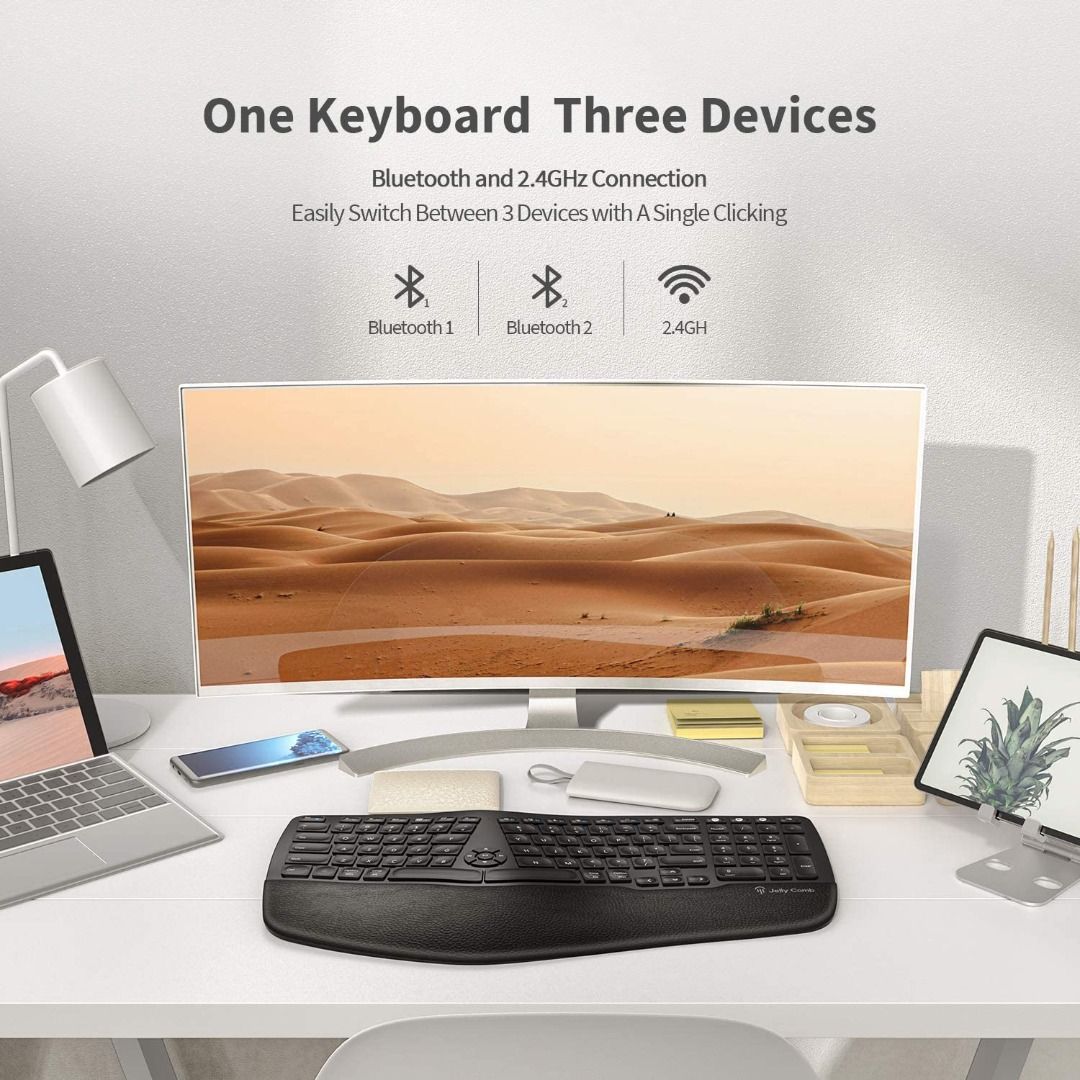 (K00048) Jelly Comb Multi-Device Ergonomic Rechargeable Keyboard ...