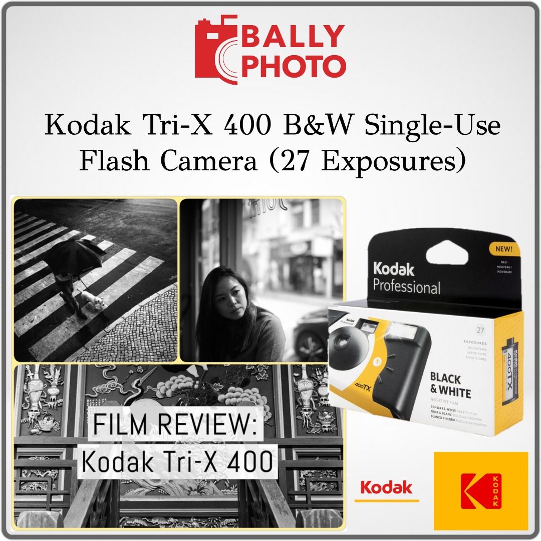 Kodak Tri-X 400 B&W Single-Use Flash Camera (27 Exposures), Photography ...