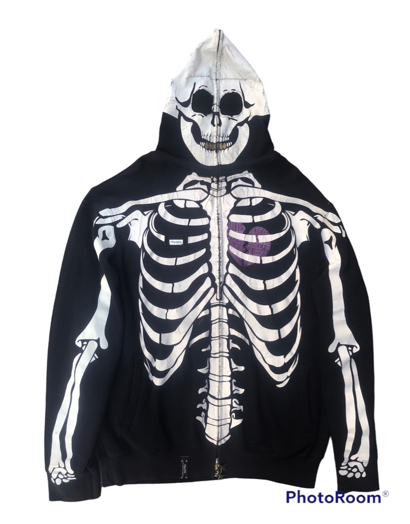 LRG DEAD SERIOUS SKELETON HODDIE FULLZIP Y2K PUNK GOTHIC GRUNGE ...