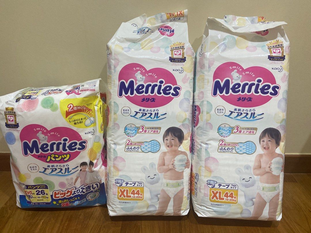 Merries XL tape diaper and pull up, Babies & Kids, Bathing & Changing ...