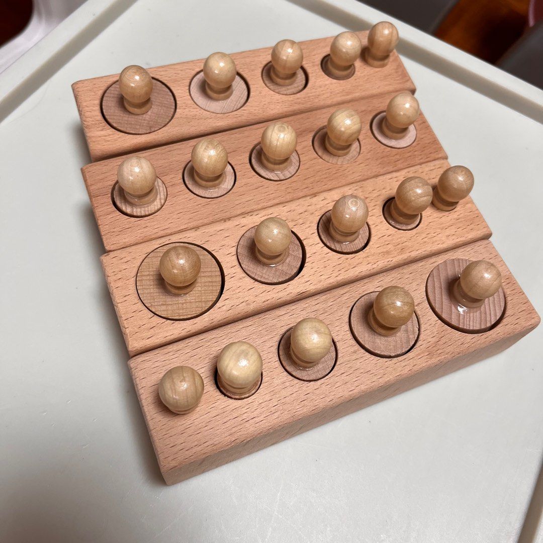 Montessori 4 sets Knobbed Cylinders, Babies & Kids, Infant Playtime on ...