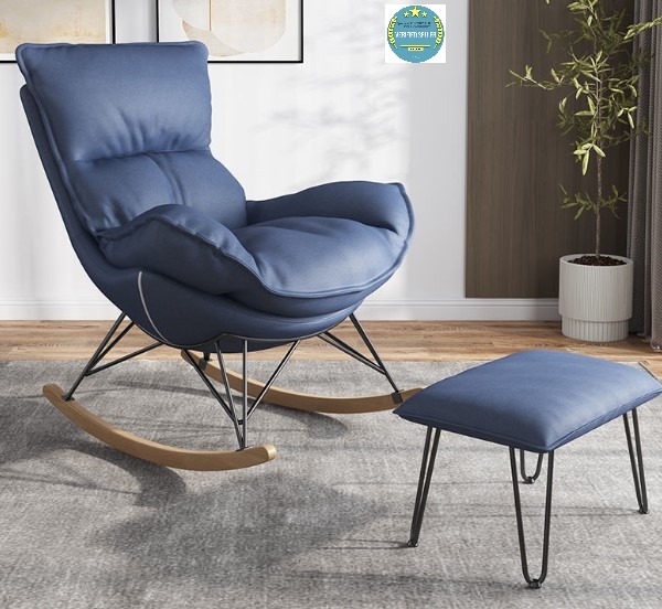 Nordic Rocking Chair with Stool, Furniture & Home Living, Furniture ...