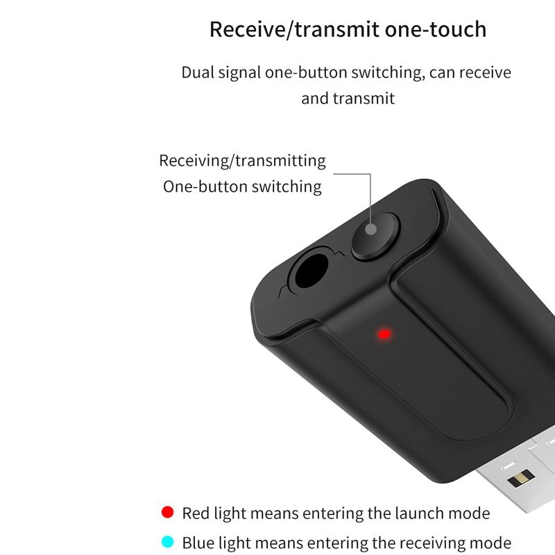 ONE-Touch Button Design - Audio Bluetooth Transmitter w/Bluetooth Ver.5 ...