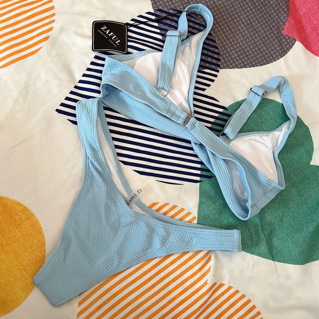 ORIGINAL ZAFUL Ribbed Bikini Beach Swimsuit in Powder Blue on Carousell