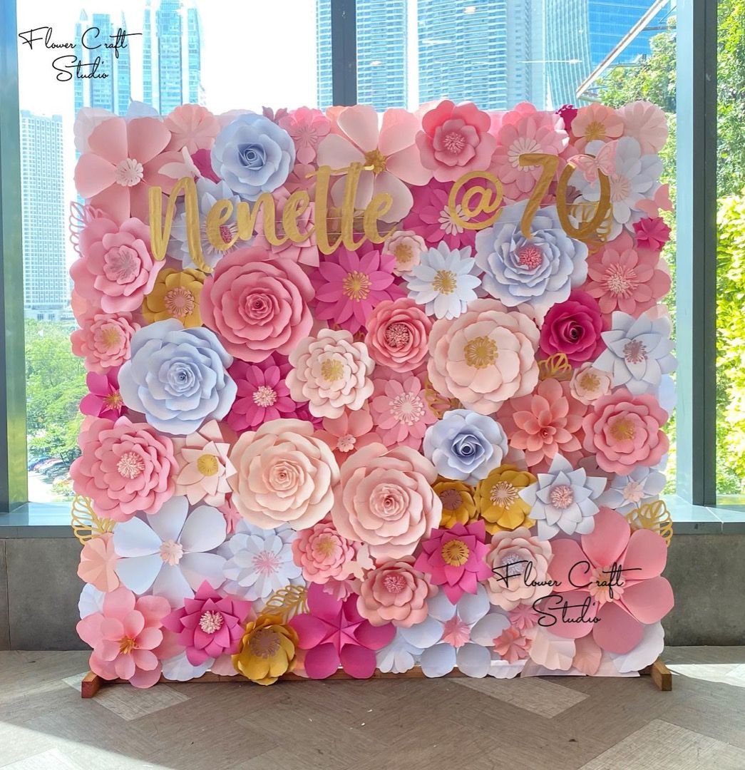 Paper Flower Backdrop Wall Decor For Rental Hobbies And Toys Stationary