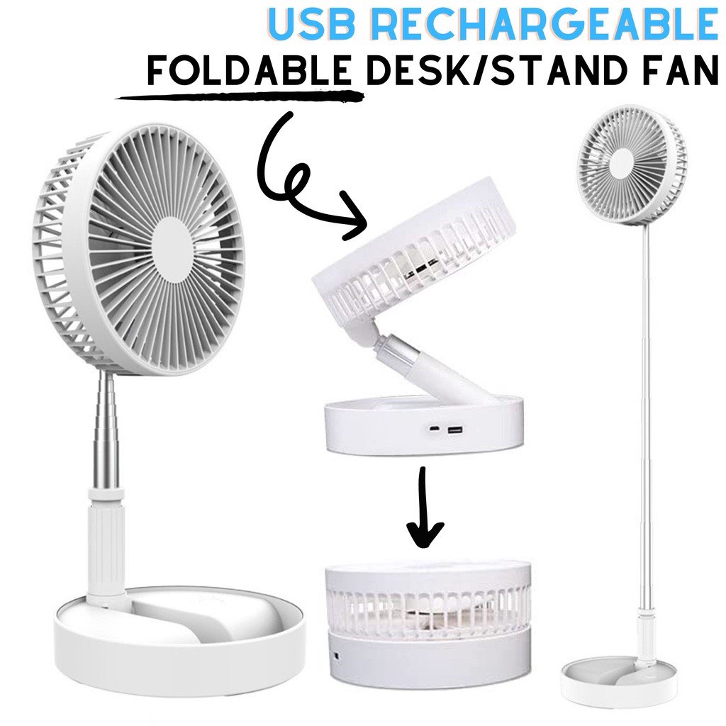 Portable Folding Fan Foldable Height Adjustable Tripod 7200mAh Mini USB ...