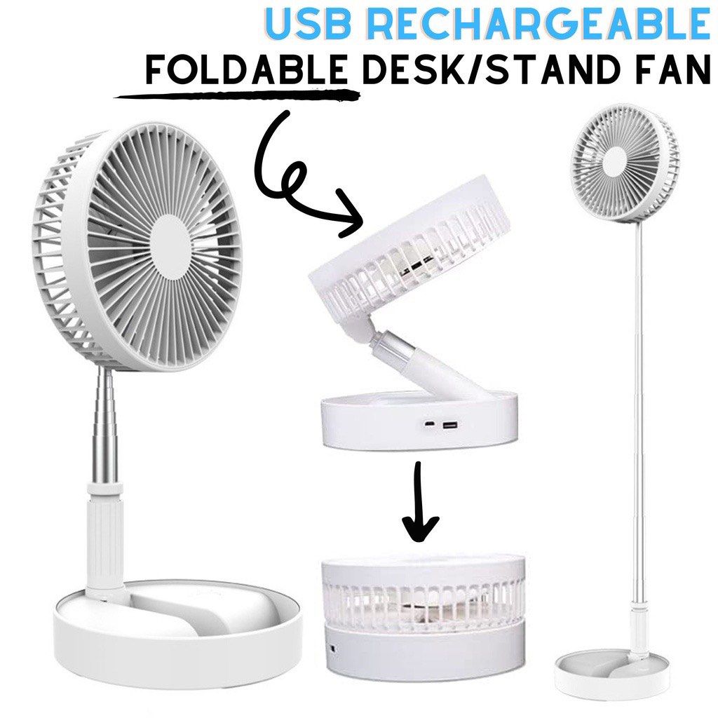 Portable Folding Fan Foldable Height Adjustable Tripod 7200mAh Mini USB ...