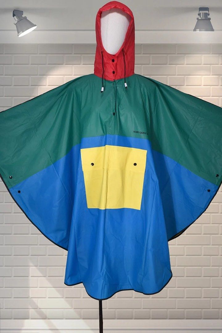 RARE VINTAGE MARY QUANT MULTICOLOR PONCHO RAIN COAT, Men's Fashion ...