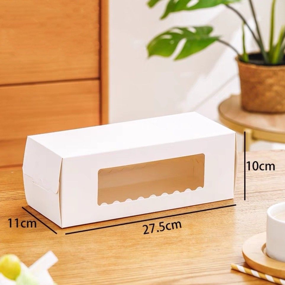 Rectangular/Long Window Roll Cake Box w/Insert ( ready stock), Hobbies ...