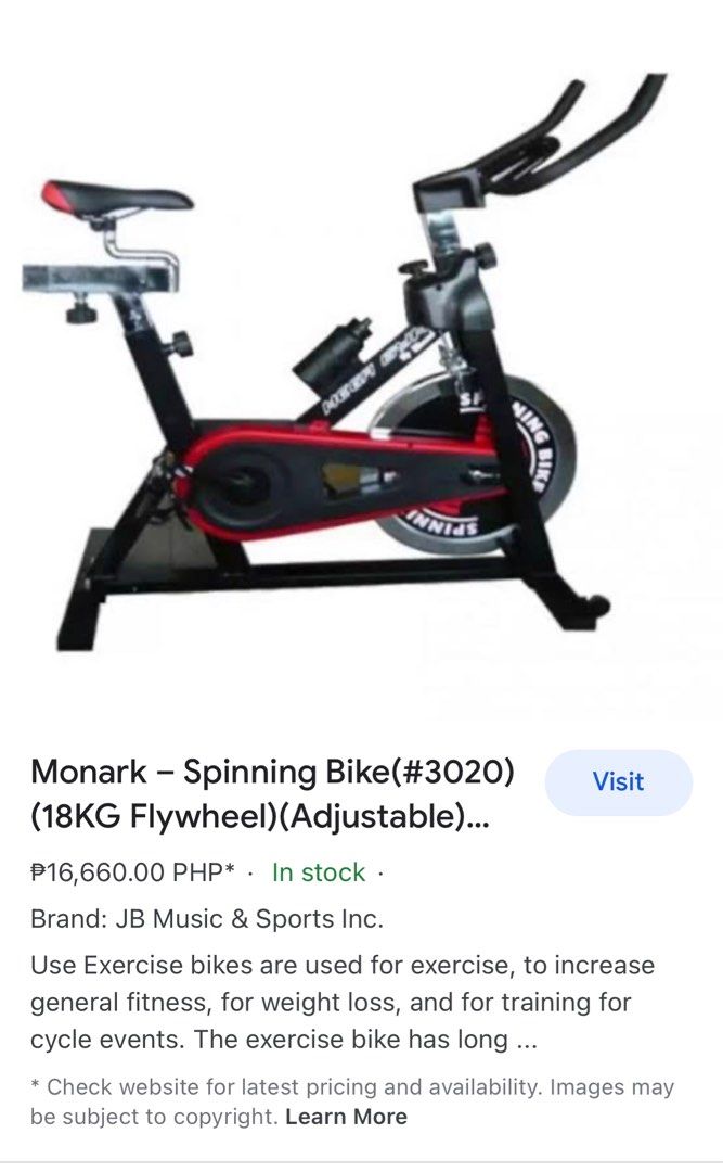 Spinning Bike - Monark 18kg, Sports Equipment, Exercise & Fitness ...