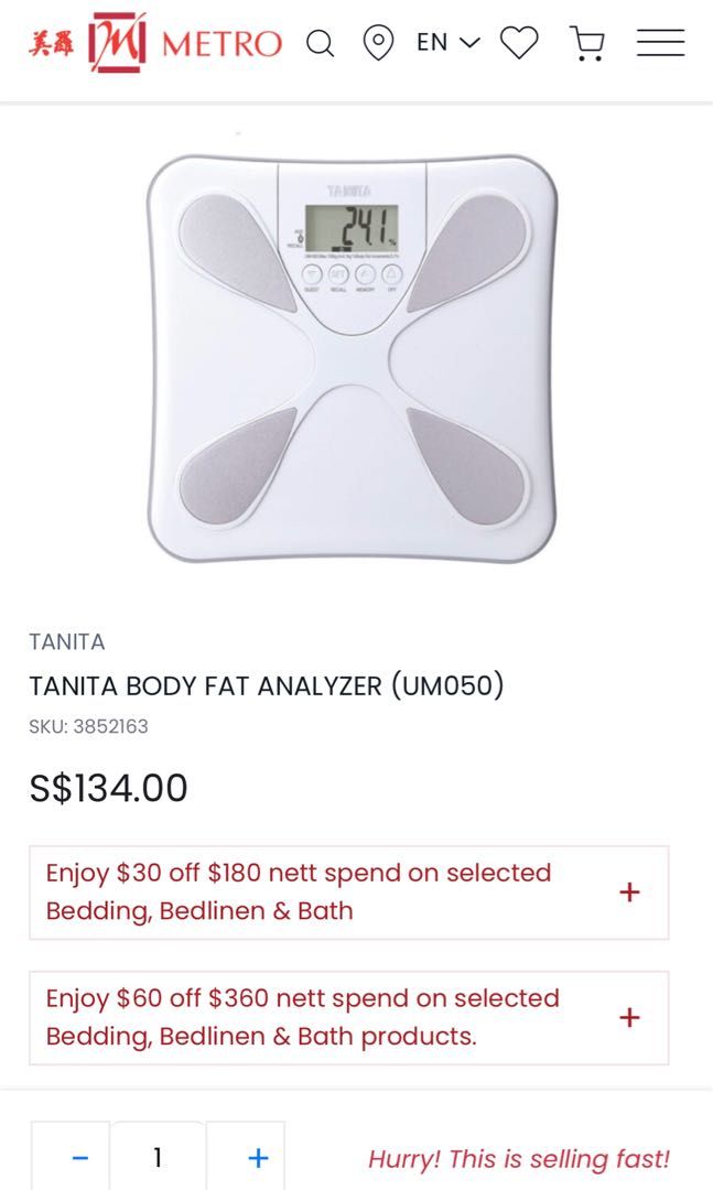 Tanita Body Fat Monitor Health And Nutrition Health Monitors And Weighing Scales On Carousell