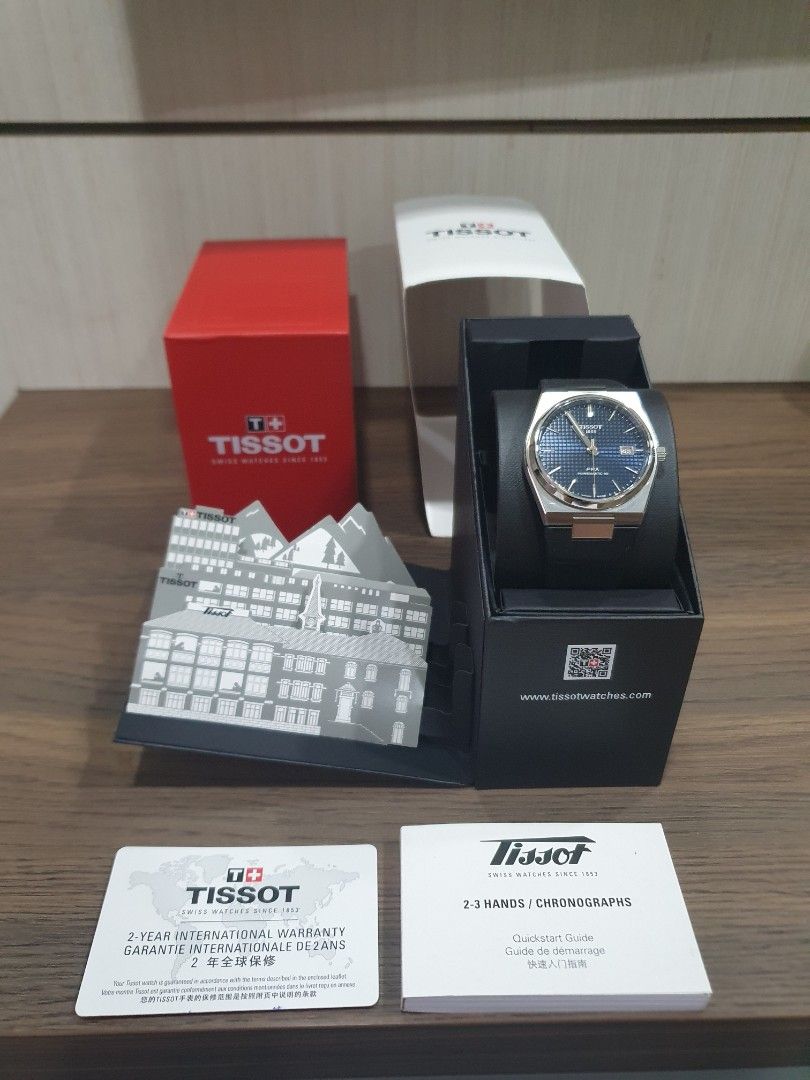 Tissot PRX Powermatic 80 Automatic Blue Waffle Dial with Leather Strap ...
