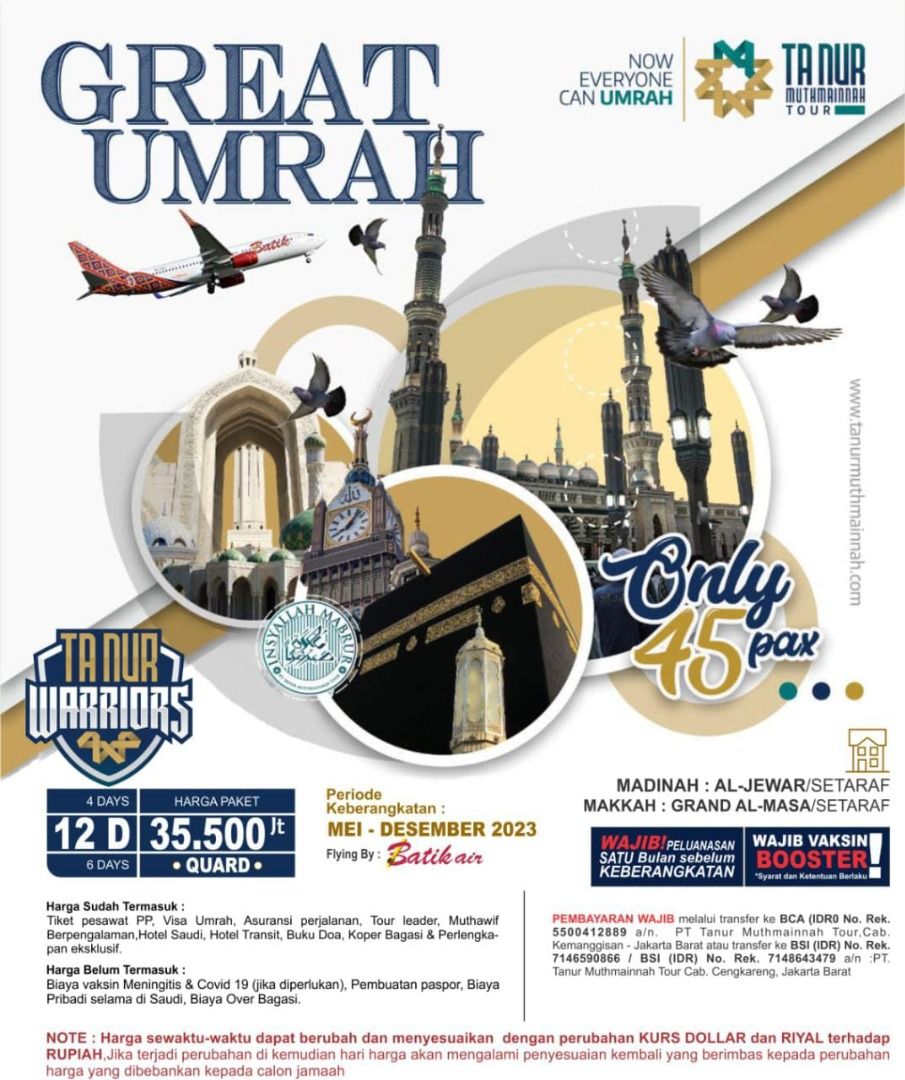 Umroh Awal Ramadhan 2023, Umrah Tengah Ramadhan 2023, Umroh Akhir Ramadhan 2023, Umroh Arbain ...