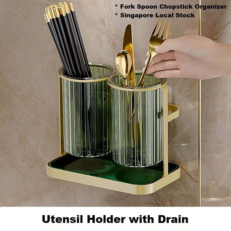 Utensil Fork Spoon Chopstick Holder Kitchenware Organizer with Drain ...