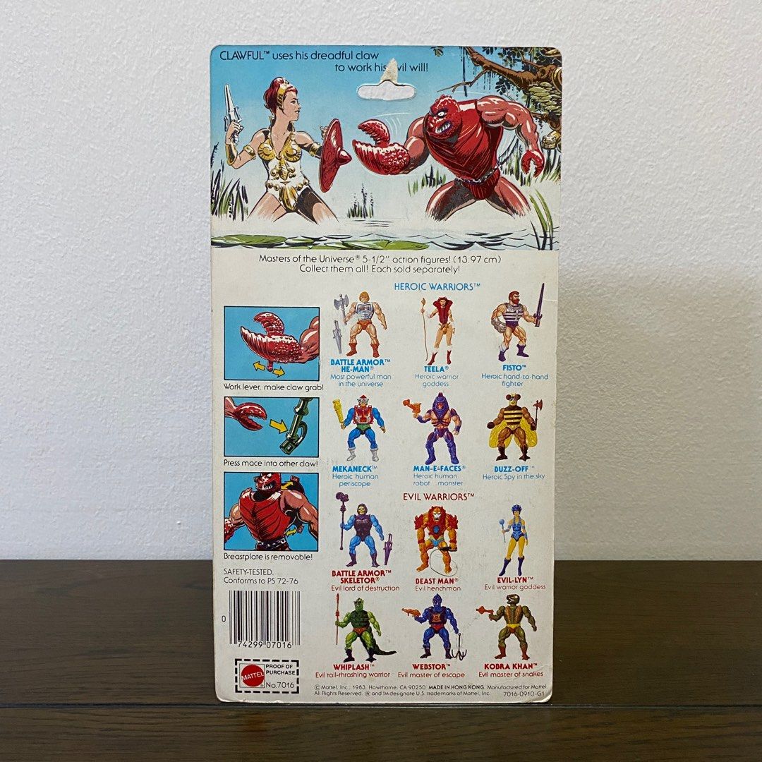VINTAGE 1980s Masters of the universe CLAWFUL action figure Mint on ...