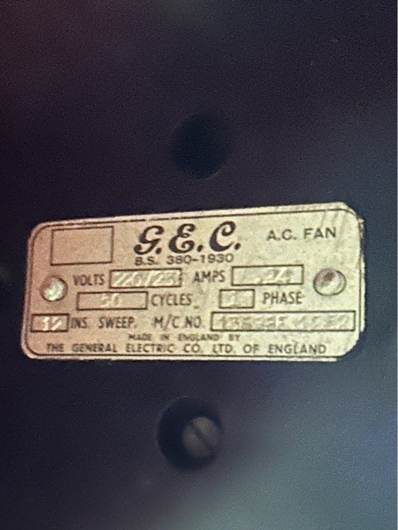 Vintage Antique GEC Heavy Standing Fan, Furniture & Home Living ...